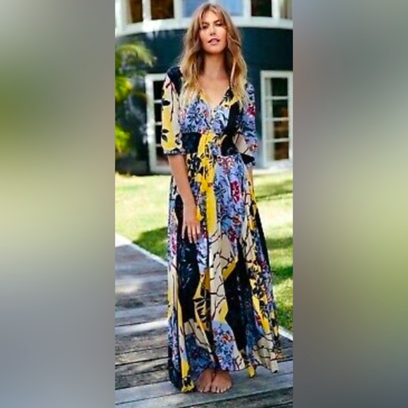 Jaase | Dresses | Jaase Indiana Alma Multi Color Floral Print Maxi ...